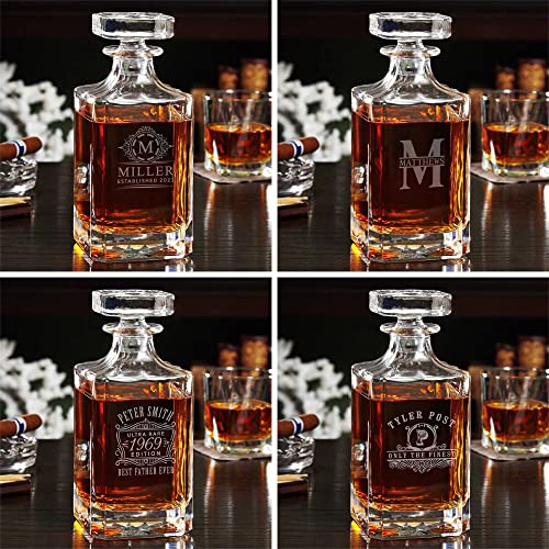 Whiskey Glasses with Personalized Leather Wrap, Set of 4 (Custom Product)