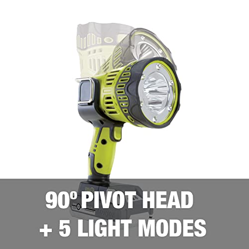 Sun Joe 24V-1500FL-CT 24V IONMAX Cordless 1500-Max Lumen LED Handheld Flashlight/Spotlight/Floodlight, 700-Yard Illumination, 90-Degree Pivot Head, Belt Hook, Tool Only, Green