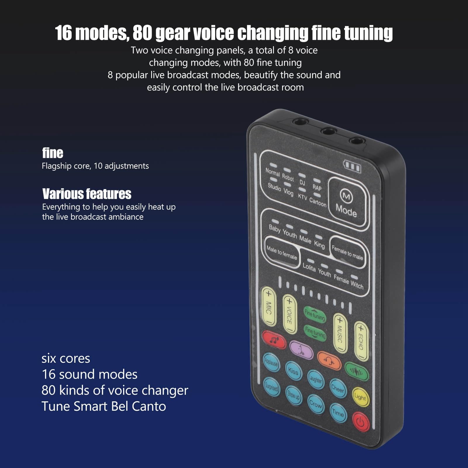 Voice Changer Disguiser, for PS4/PS5/ One/Phone/Computer PC/Tablet, Portable Mini Gaming Live Sound Card, 8 Kinds Sound Adjustable, Plug and Play
