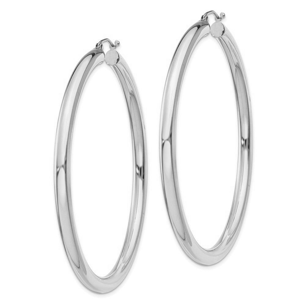 NYC Sterling Women Sterling Silver 4mm High Polished Round Hoop Earrings (70MM)