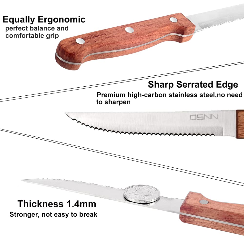 Steak Knives Set of 8 Utility Knives Steak Knife Cutlery Utensil Serrated Edge Steelā¦