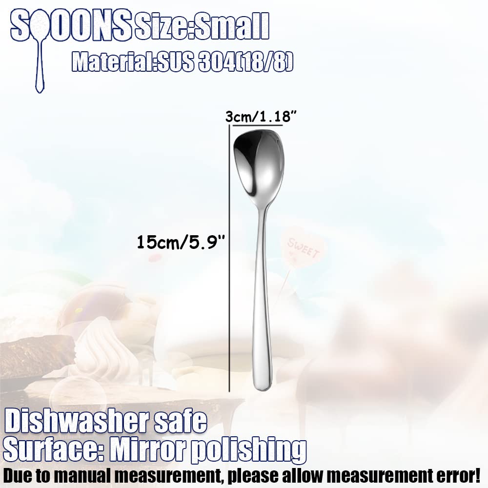 Wenkoni Small Ice Cream Spoons, Dessert Spoons,Shovel Cake Spoons 18/8 (SUS 304) Stainless Steel 5.9inch spoons,5 pcs Set