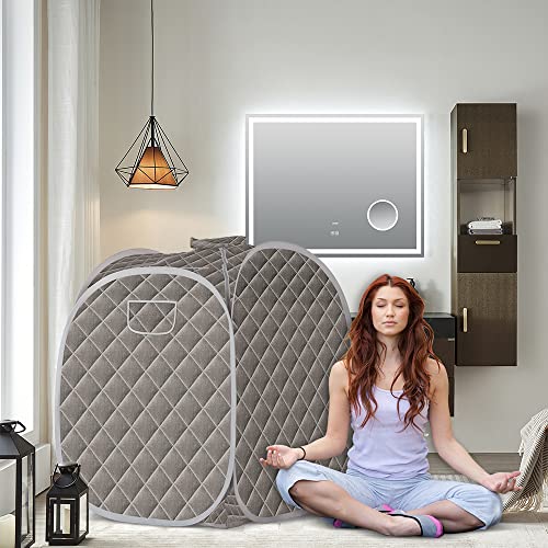 ZONEMEL Portable Steam Sauna for Home Full Body Sauna Spa, Relaxation, Personal Sauna with 3L 1000 Watt Steam Generator, 9 Temperature Levels, Remote Control-Dark Grey