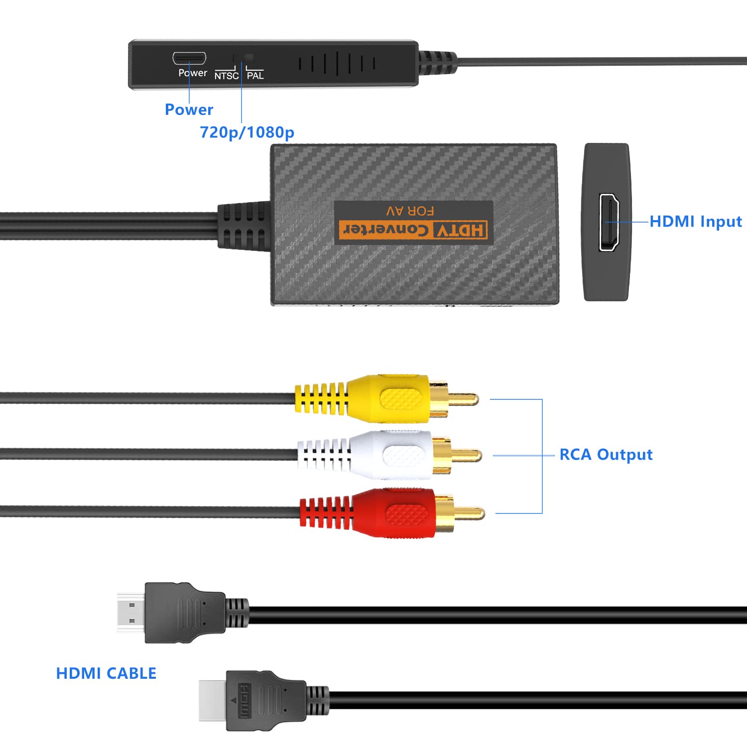 yoxxzus HDMI to RCA Converter, HDMI to AV Adapter with HDMI Cable