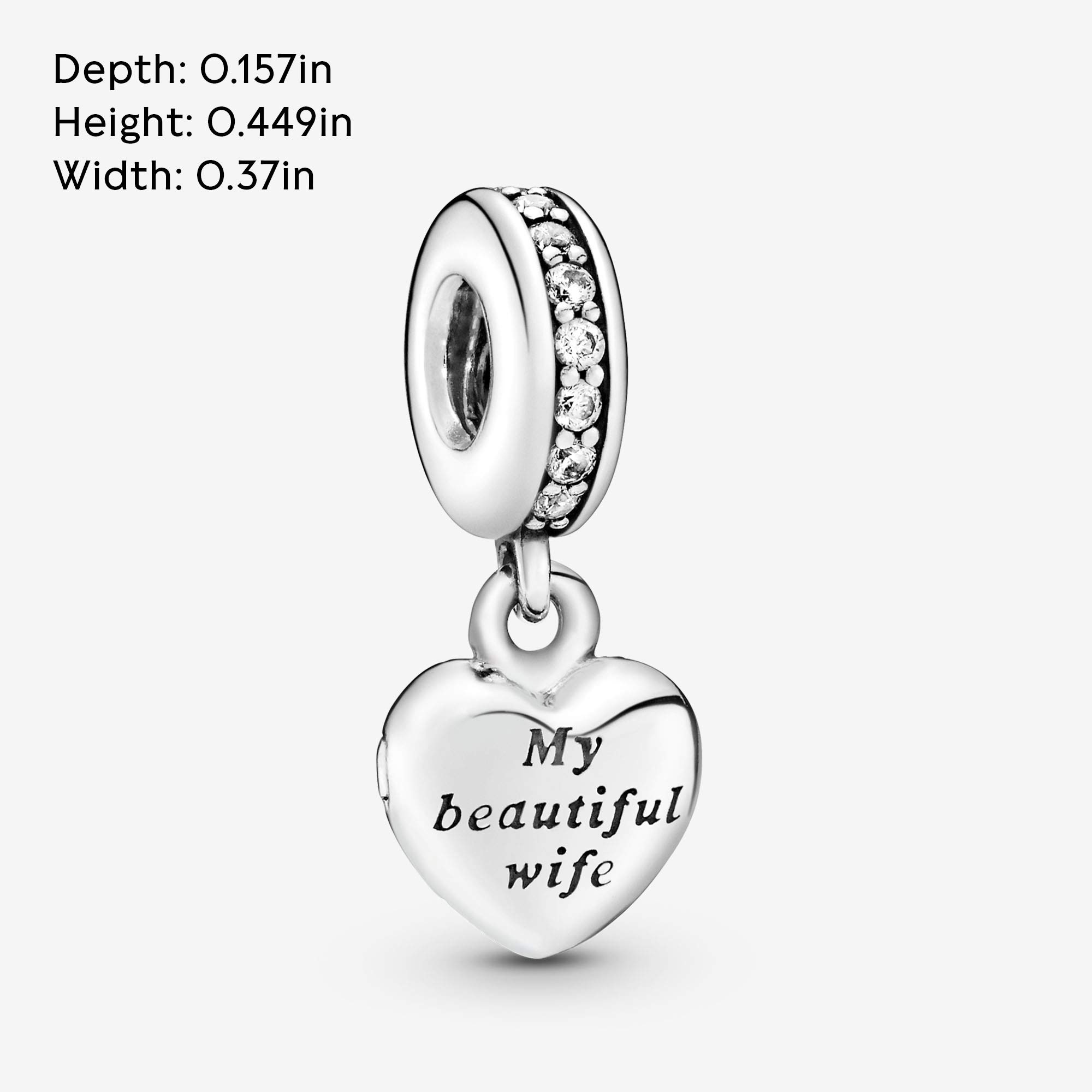 Pandora Jewelry My Beautiful Wife Dangle Cubic Zirconia Charm in Sterling Silver, No Box