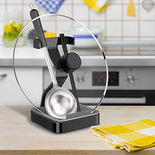 Pot Lid Holder, Pot Lid Organizer, Kitchen Organizer Rack Spoon Rest Rack Holder-Lid Stand for Utensils in Kitchen
