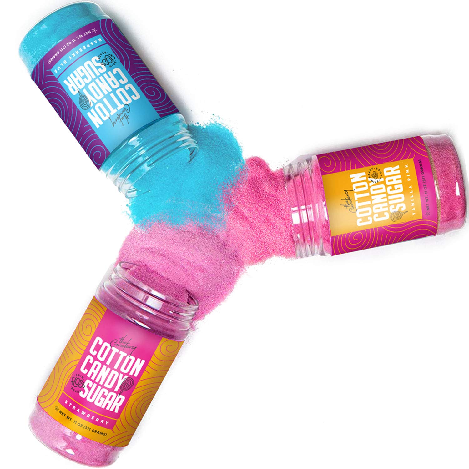 The Candery Cotton Candy Machine with Stainless Steel Bowl 2.0 and Floss Bundle- Flossing Sugar Floss Candy for Birthday Parties Fairs - Includes 3 Floss Sugar Flavors 12oz Jars and 50 Paper Cones