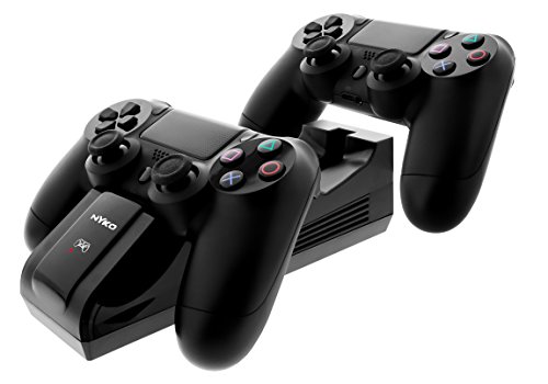 Nyko Charge Base - PlayStation 4 with a Modern and Simple Drop and Charge Design, Dual Patented Dongle Charging Port, Includes a USB and Wall Mount for Super Fast Charging of PS4, PS4 Pro and PS4 Slim Controllers