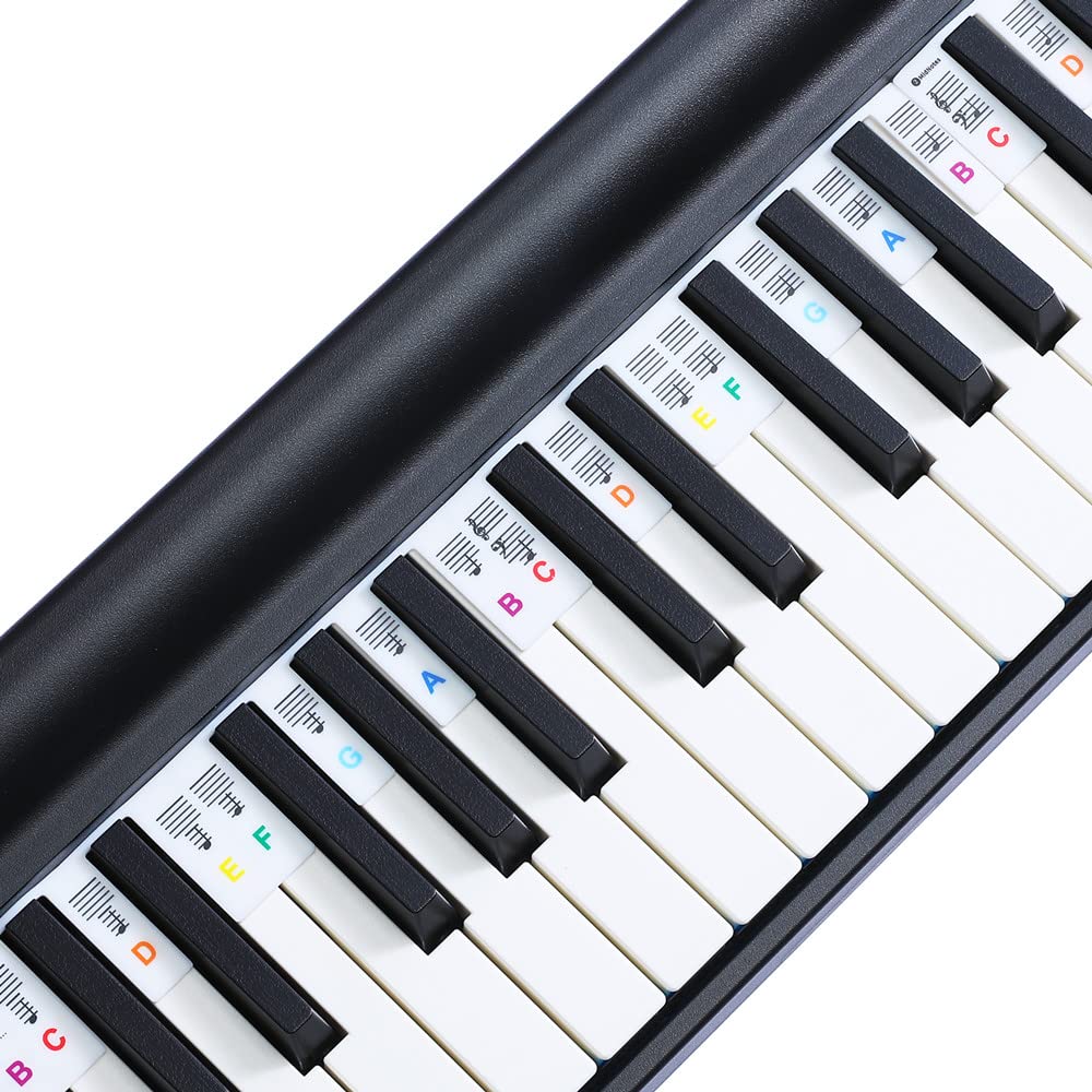 XAJH Piano Notes Guide for Beginner, Removable Piano Keyboard Note Labels for Learning, 88/61/54/49/37 Key, Made of Silicone, No Need Stickers, Reusable and Comes with Box