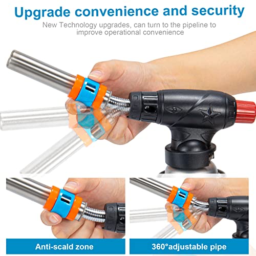 Yqlinnn 2 Pcs Butane Torch Kitchen Blow Lighter, Adjustable Nozzle Direction and Flame Size, Kitchen Torch Lighter Fits All Butane Tanks Ideal for Baking, Barbecue & Camping (Butane Gas Not Included)