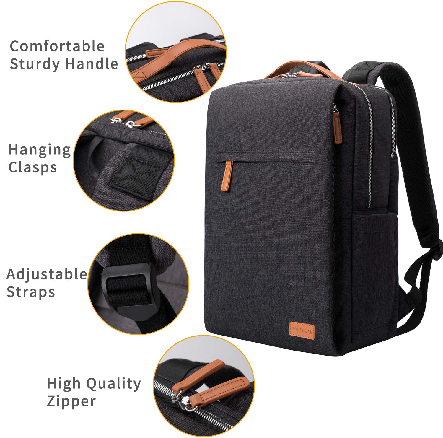 NOBLEMAN Men's Backpack, Laptop Backpack, Waterproof travel Backpack, 15.6 Inch Laptop Backpack, Daypack, carry on backpack with USB (Black)