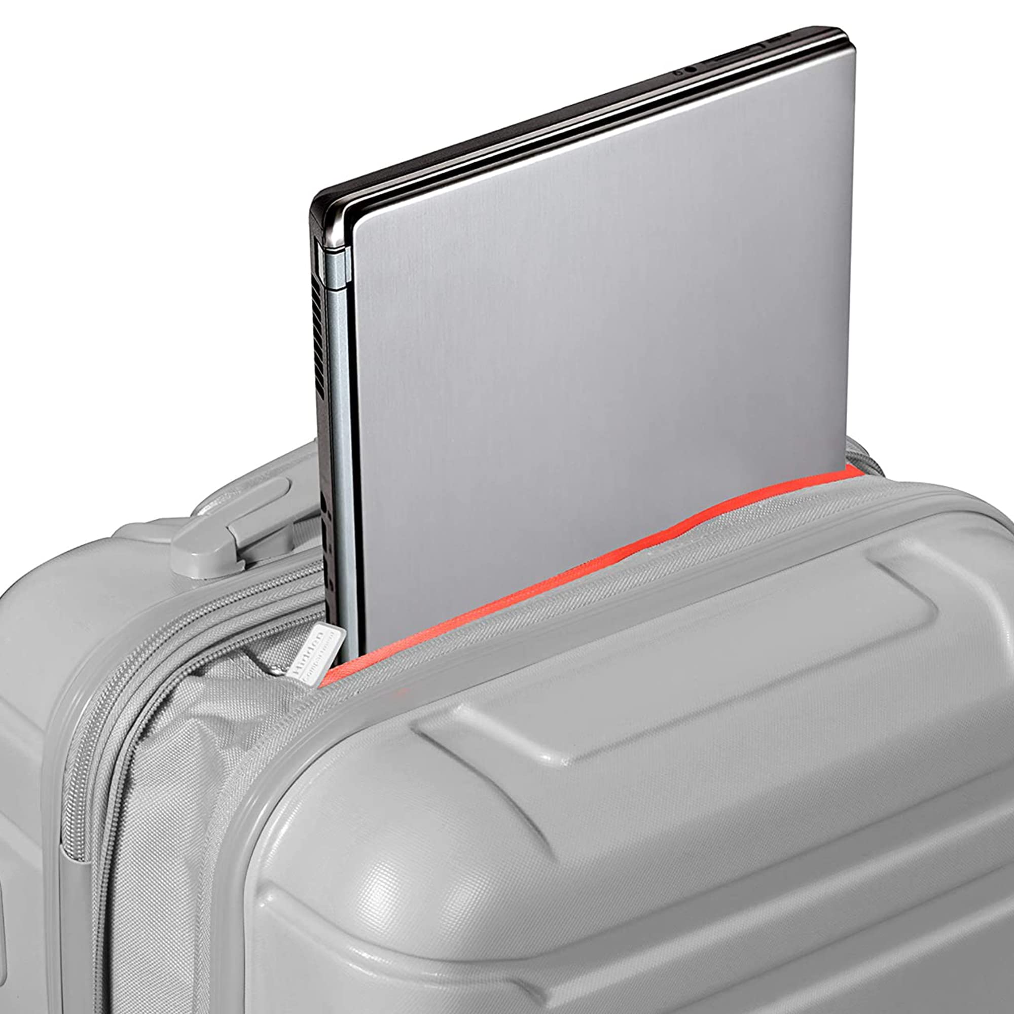 Olympia Denmark 21 Inch Expandable Carry On 4 Wheel Spinner Multiple Grip Luggage Suitcase with Aluminum Locking System and Interior Divider, Silver