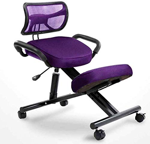 RZiioo Ergonomic Kneeling Chair with Back Support, Adjustable Stool for Home and Office with Angled Seat for Better Posture,Purple,1