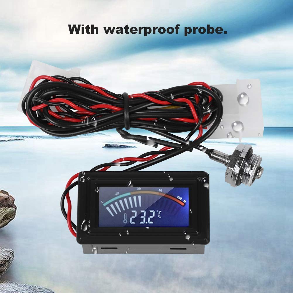 Pointer Display Thermometer with Waterproof Probe, PC G1/4 Thread Water Cooling System Temperature Meter for Computer Laptop
