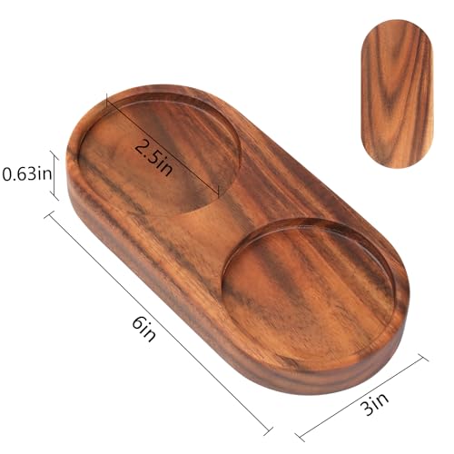 VanlonPro Salt and Pepper Mill Tray, Acacia Wood Tray, Pepper Mill Holder & Rest (Inner Dia 2.5 Inch) fit Many Mills & Shakers, Salt & Pepper Grinder Accessories, Kitchen Storage Holderā¦
