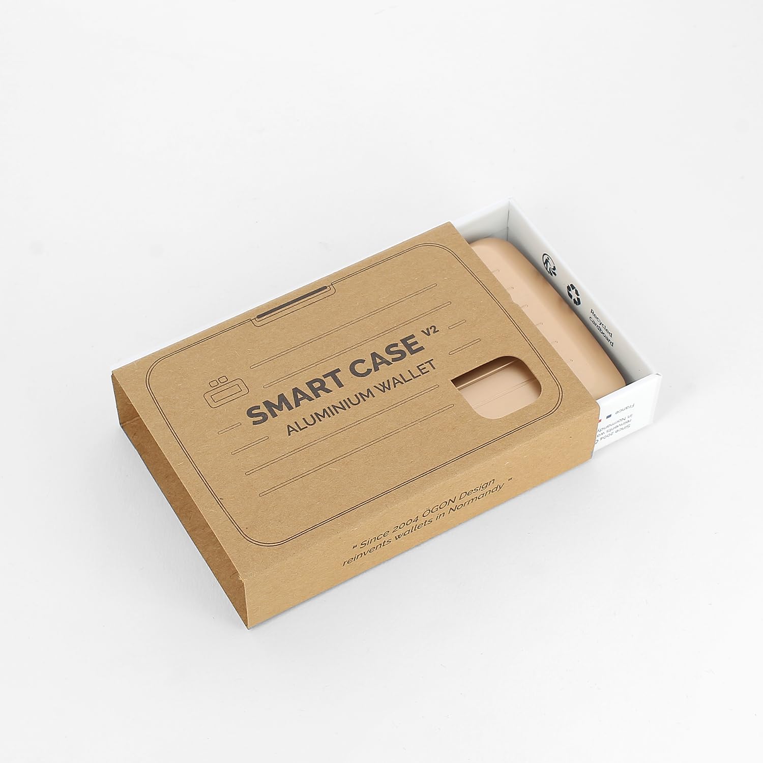 ÖGON -DESIGNS- OGON Aluminum wallet smart case V2 - Easy storage - Metal lock - Strong RFID blocking card holder - Up to 10 cards and banknotes (Aluminum Rose Gold)