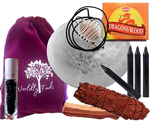 Wiccan Supplies and Tools 11 pc Altar Protection Kit for Wicca Spells, Rituals, Witchy Gifts Witchcraft Decor, Pagan Supplies, Wiccan Starter Kit - Ceremonial Magick Wiccan Gifts (Selenite Bowl Set)