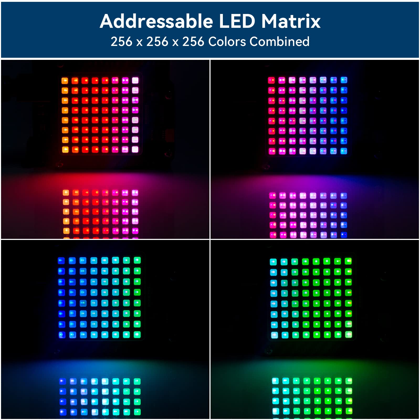 SunFounder RGB 8x8 64 LED Matrix Panel Compatible with Arduino Individually Addressable I2C Control 24 bit Color Programmable Led Matrix Shield