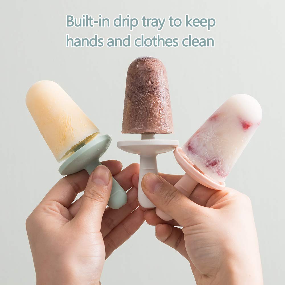 Popsicle Mold Set 4 Pieces Homemade Silicone Popsicle Maker Easy Release Ice Cream Molds Reusable DIY Pop Molds (Pink)
