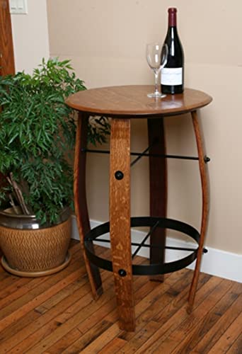 Wine Barrel Side Table Or End Table With Band Solid Oak Construction 35" H 22" W