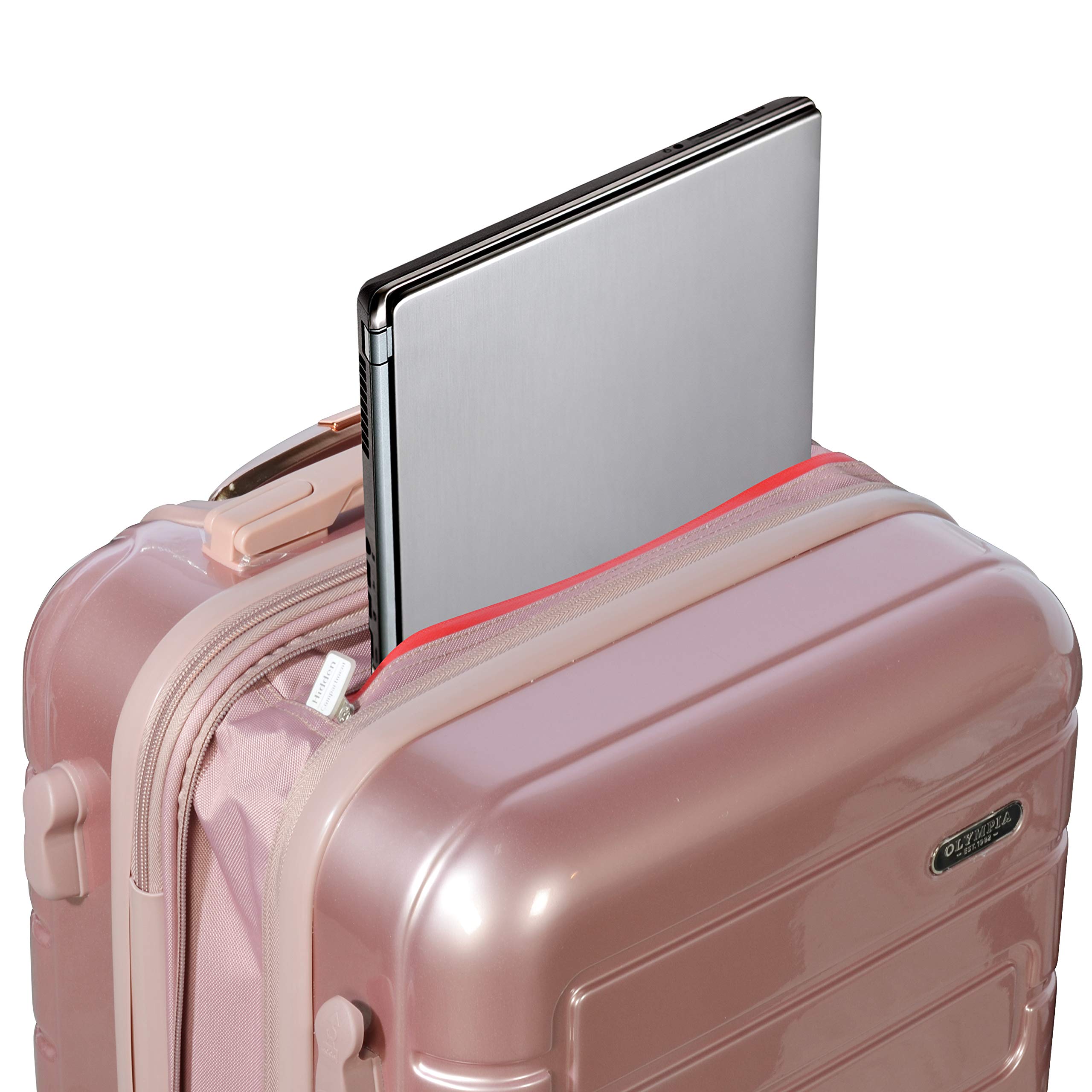Olympia U.S.A. Nema Expandable Hardside Spinner Luggage w/TSA Lock, Available in 3-Piece Set/22-inch/25-inch/29-inch, Rose Gold