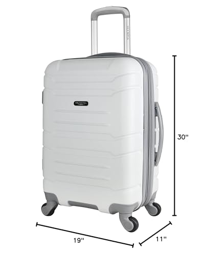 Olympia U.S.A. Denmark Expandable Hardcase Suitcase with Spinner Wheels, Available in 3-Piece Luggage Set and Carry-On Size, White