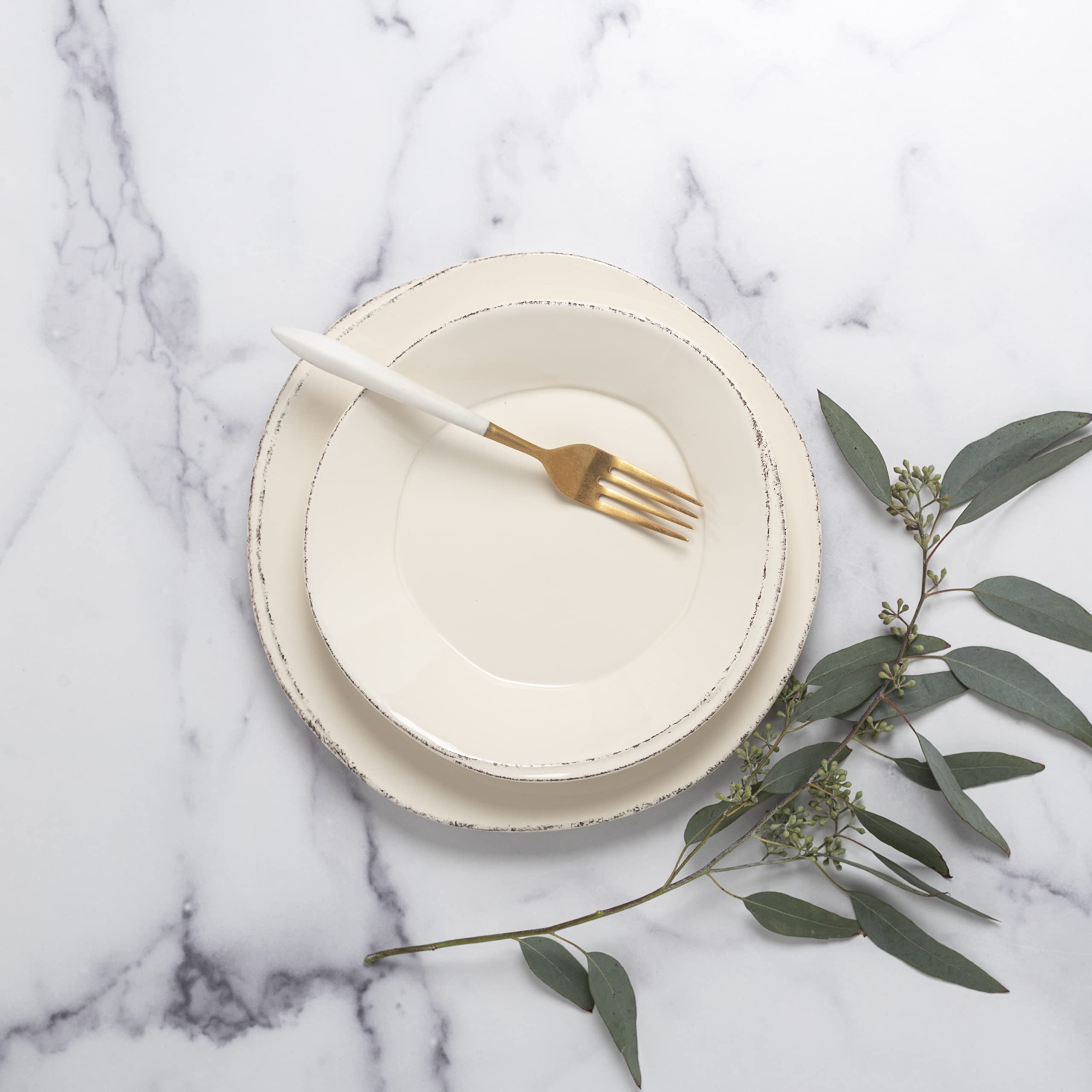 Vietri Lastra Linen 4-Pc Place Setting, Dinnerware Set - Cereal/Pasta Bowls, Salad/Dinner Plates