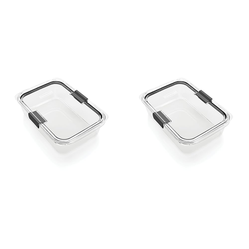 Rubbermaid Brilliance Food Storage Container, Large, 9.6 Cup, Clear 2024351 (Pack of 2)