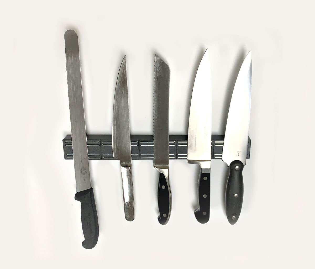 Wood Technology 14 Inch Magnetic Tool & Knife Bar, Mounted Knife Strip and Multipurpose Utensil Holder, Organizer for Kitchen, Garage, or Workshop, Dark Grey (3 Pack)
