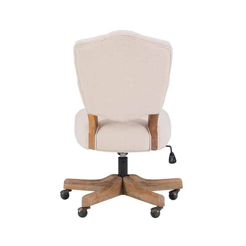 Riverbay Furniture Transitional Fabric Tufted Swivel Office Chair in Beige