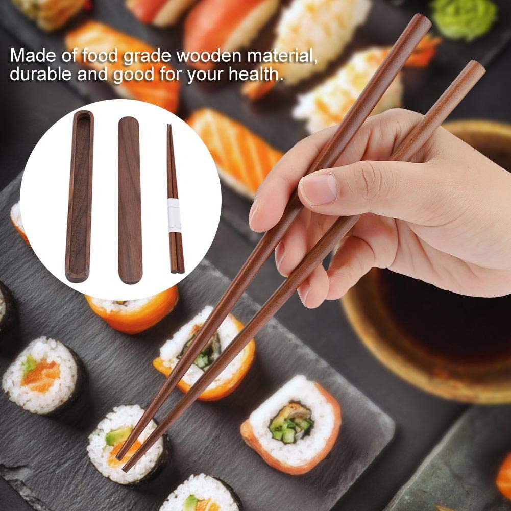 Wooden Chopsticks Set, Wooden Reusable Chopsticks Set with Chopsticks Case Easy to Carry Eco-friendly