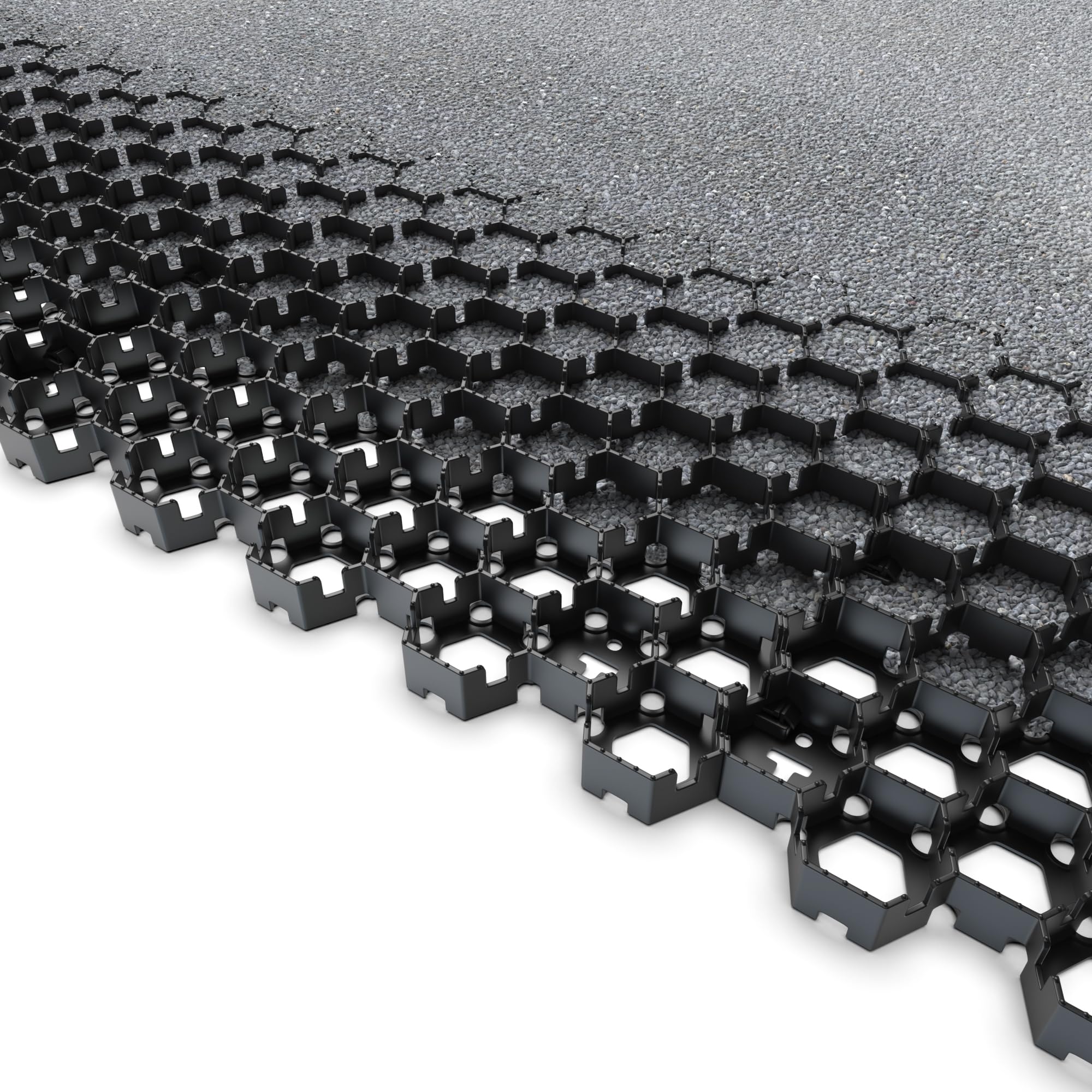 Vodaland Permeable Pavers - HexPave Grass & Gravel Permeable Paver System - 100% Recycled PPE Plastic Pavers, Handles 27,000 lbs, 1" Depth, 65 s.f / 22 Units