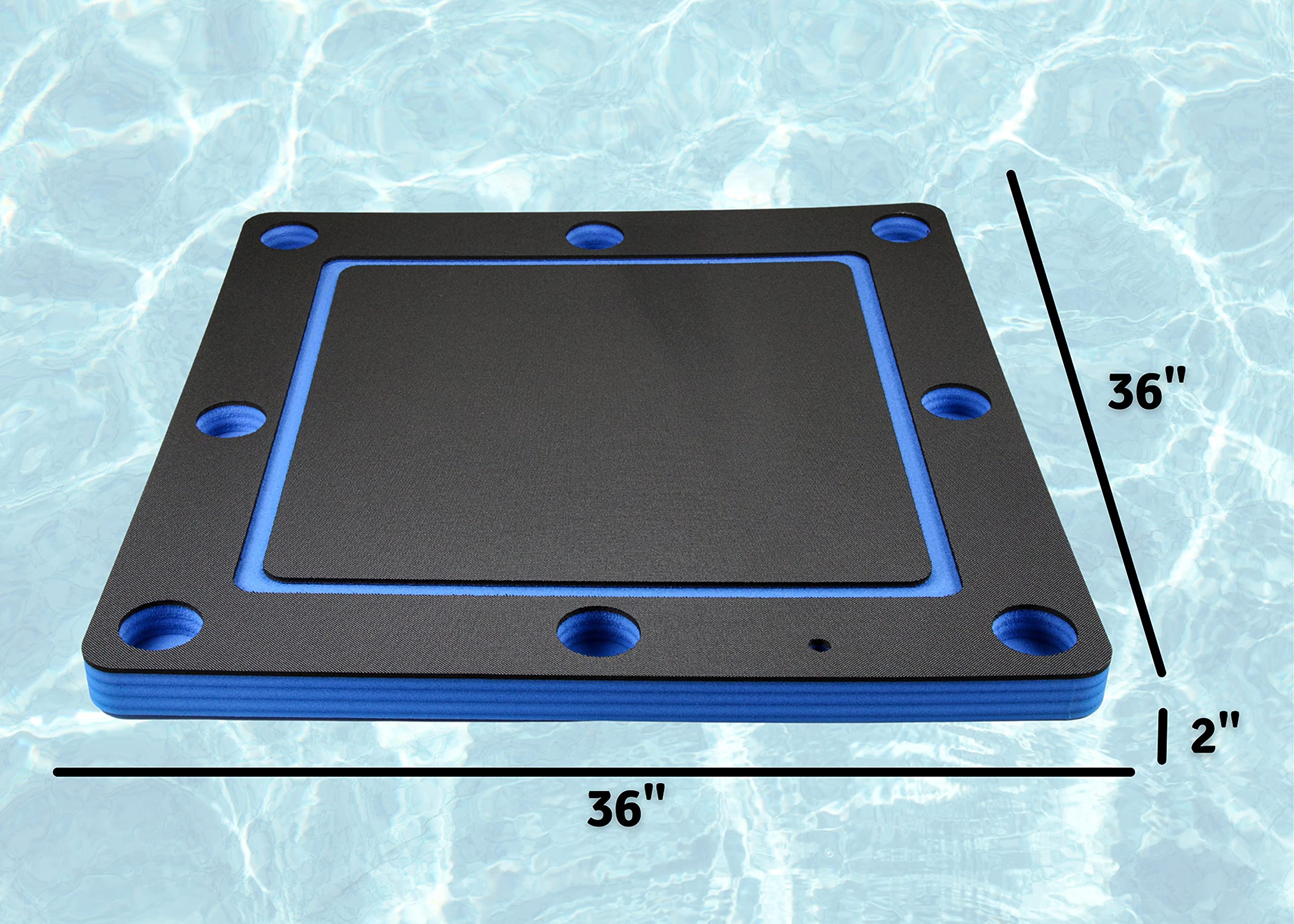 Polar Whale Floating Blue and Black Game or Card Table Tray for Pool or Beach Party Float Lounge Durable Foam Large 36 Inch Drink Holders with Waterproof Playing Cards Deck UV Resistant