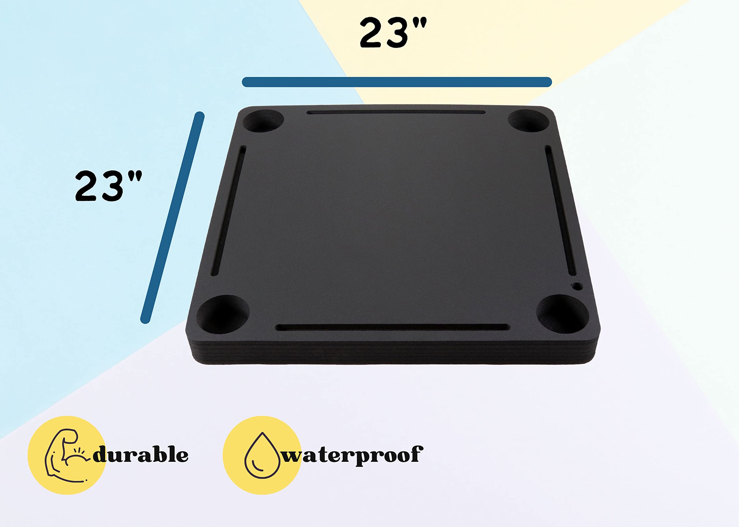 Polar Whale Floating Dominoes Table Tray for Pool or Beach Party Hot Tub Game Float Lounge Durable Black Foam 23 Inches with Drink Holders and Domino Slots