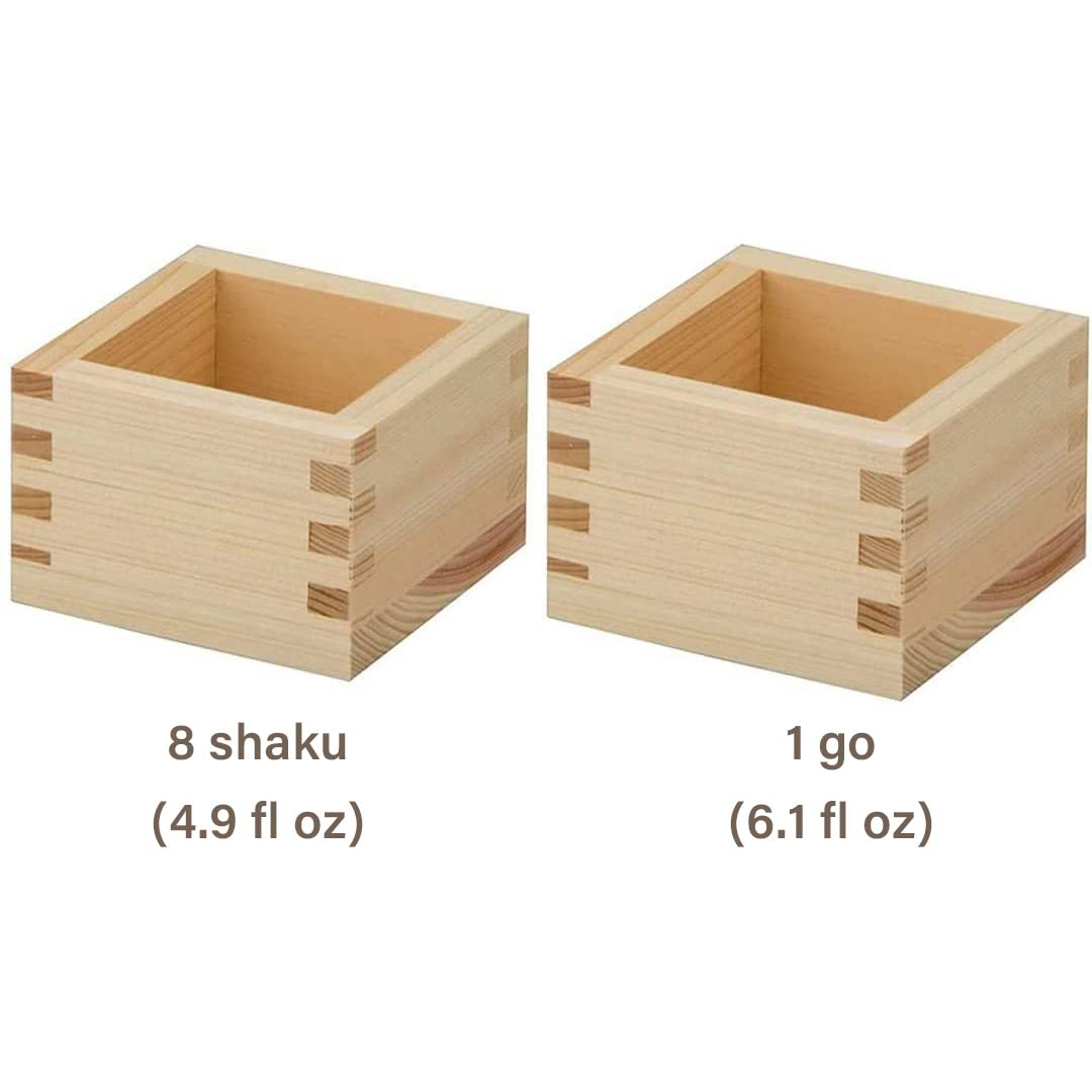 TIKUSAN Wooden Sake Cups Masu Japanese Hinoki Wood Sake Box Made in Japan (6.1 fl oz(1go))