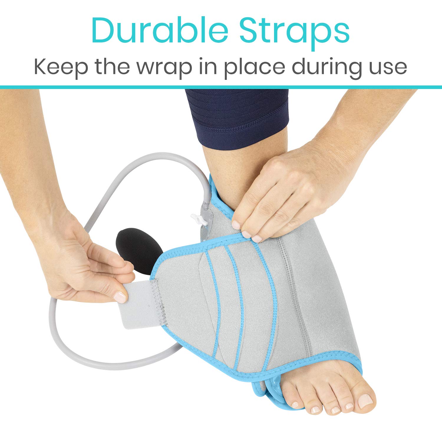 Vive Compression Ankle Ice Pack Wrap for Foot Pain Relief - Soft Cold Brace for Recovering Injuries - Support for Swelling, Sprains, & Fractures - Filled with Reusable Gel, Fits Small & Large Feet