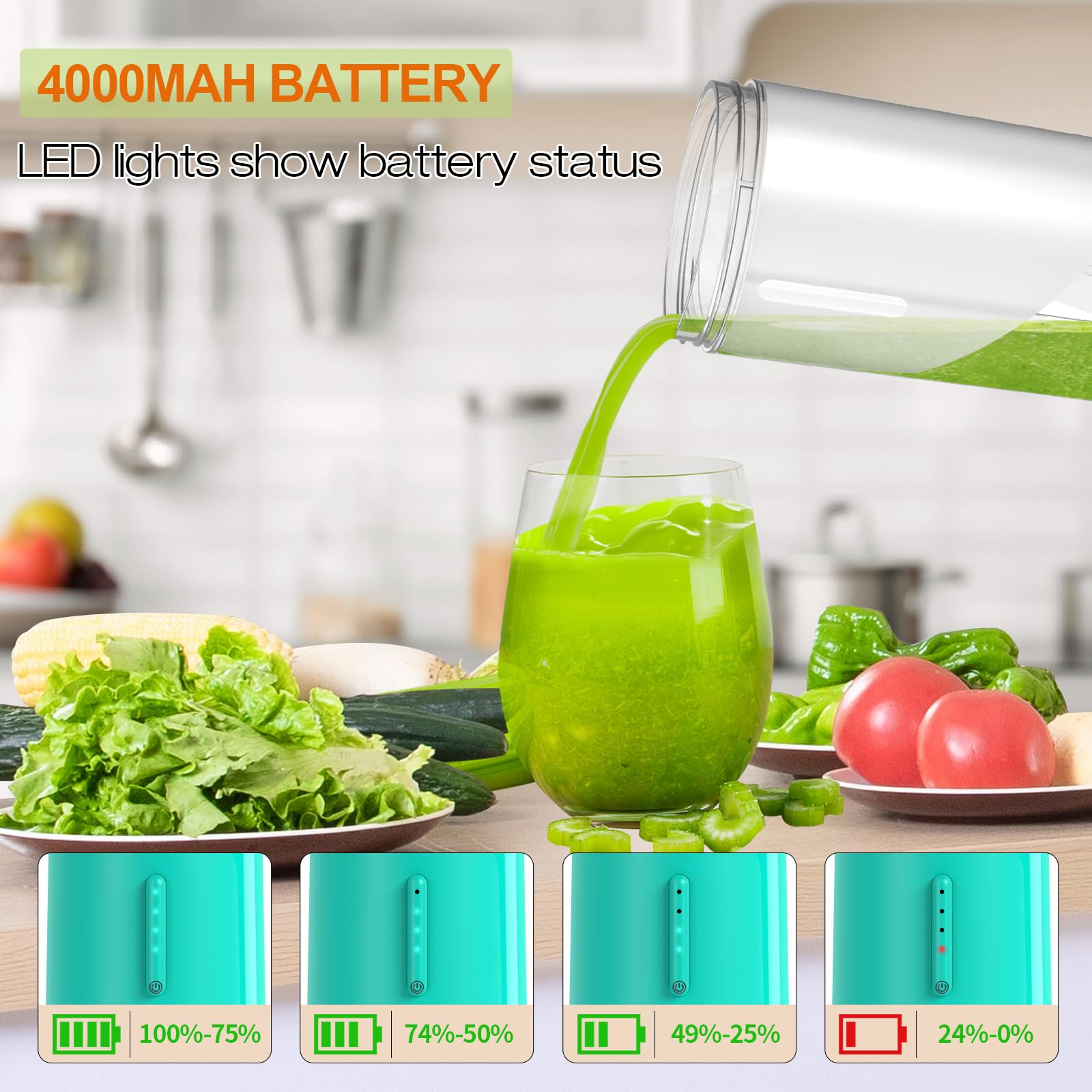 Portable Blender for Shakes and Smoothies, Vaeqozva 16OZ Personal Blender 6 Ultra Sharp Blades, Magnetic USB Rechargeable mini Blender bottle for Travel/Picnic/Office/Gym/Home