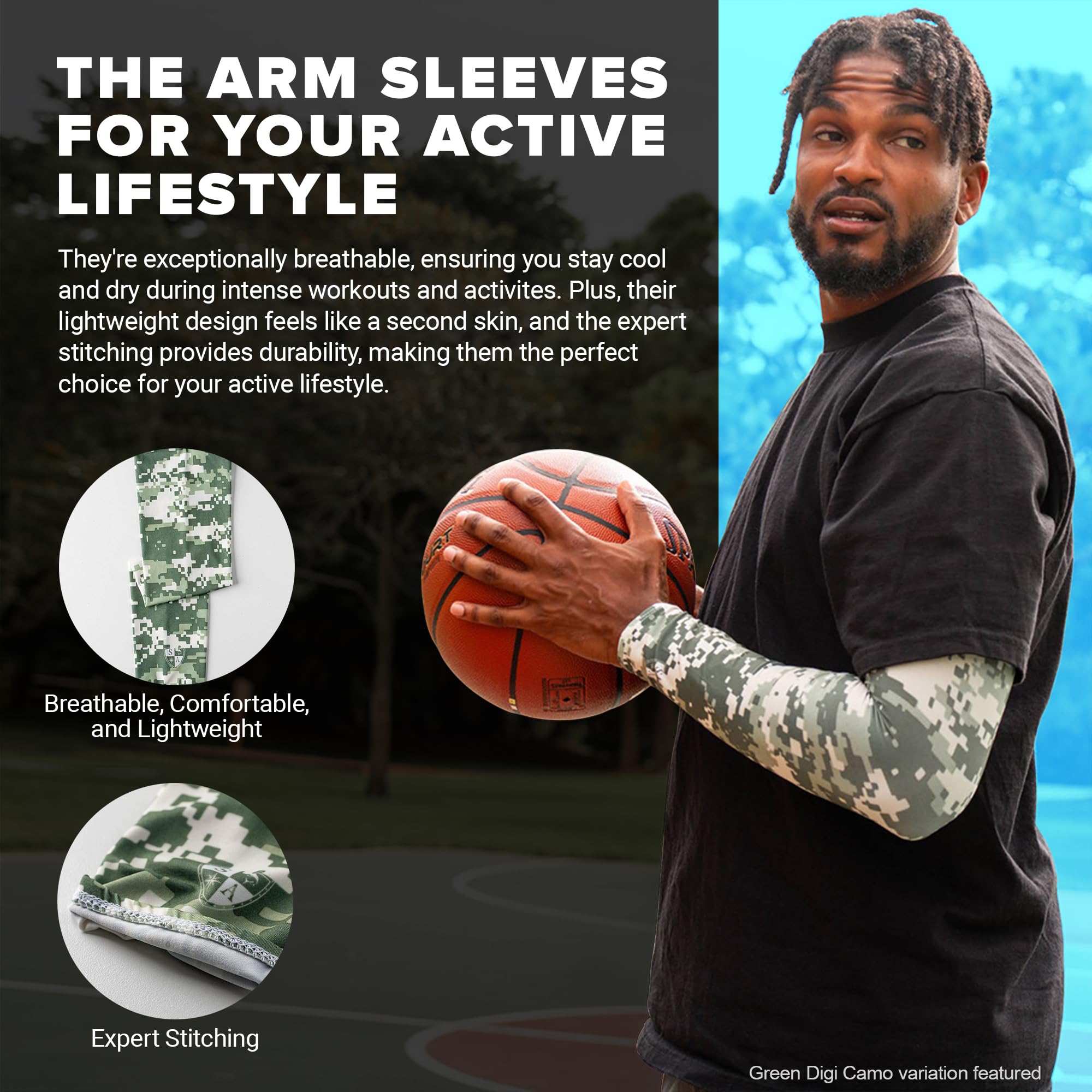 S A Compression Arm Sleeve UV 30+ Sun Protection, Moisture Wicking, 4-Way Stretch | American Flag, Blackout American Flag | 4 Pack