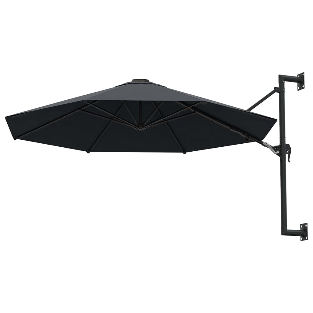 QZZCED (Sunshade Essential) Wall-Mounted Patio Parasol,With the Crank System,Tilting Sunshade Umbrella,for Garden Balcony Yard, with Metal Pole 118.1" Anthracite