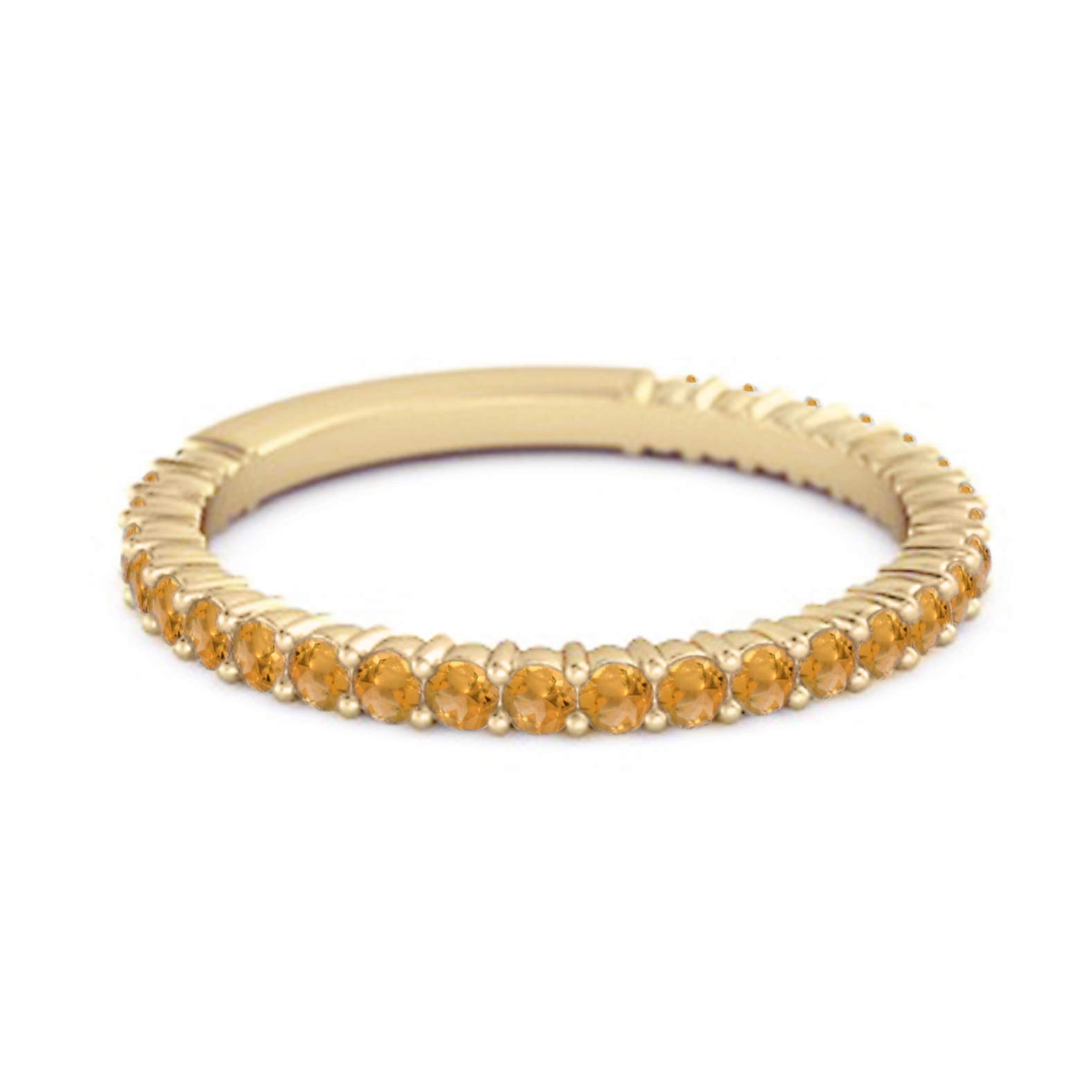 Shine Jewel Multi Choice Your Gemstone 925 Sterling Silver Thin Stacking Ring Yellow Gold Plated 0.60 Ct Eternity Raquel Band (7, Citrine)