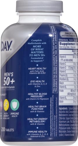 One A Day Men’s 50+ Healthy Advantage Multivitamin, Multivitamin for Men with Vitamins A, C, E, B6, B12, Calcium and Vitamin D, Tablet, 200 Count (Pack of 1)