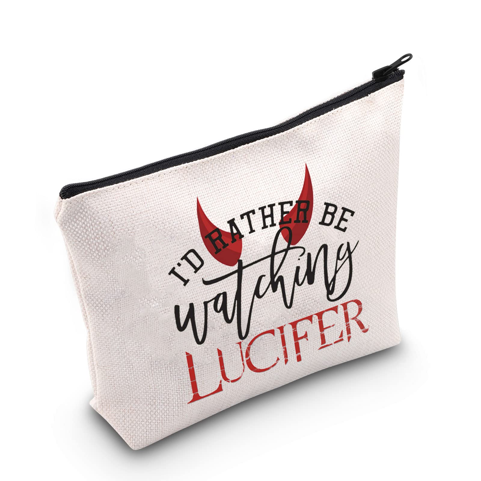 POFULL Lucifer TV Show Inspired Gift Lux Nigh Club Gift I'd Rather Be Watching Lucife Makeup Bag (LUCIFER bag)