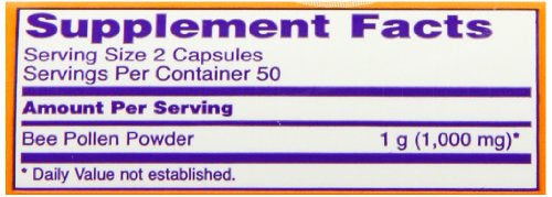 NOW Bee Pollen, 500mg, 100 Capsules (Pack of 3)