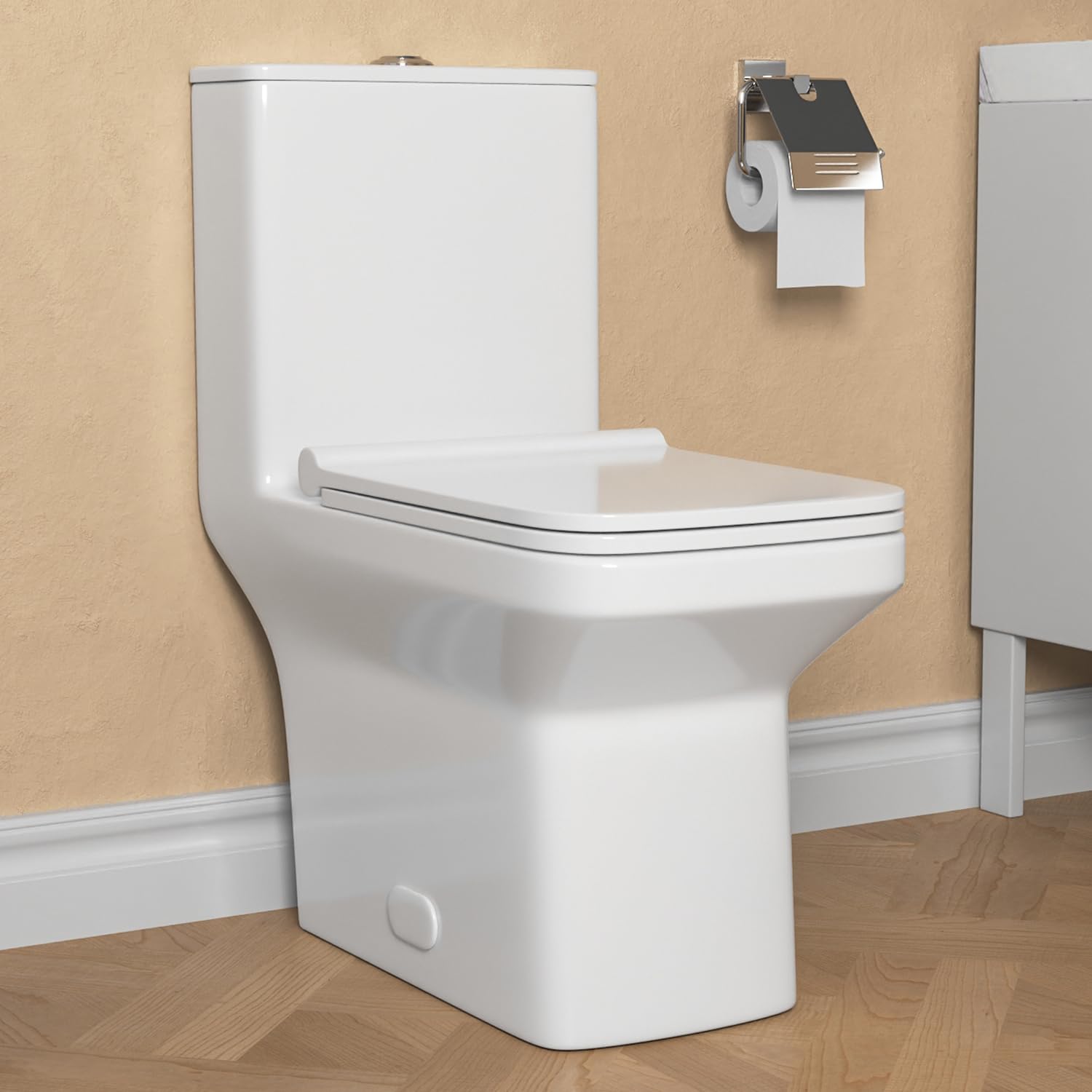 One Piece Toilet, DeerValley DV-1F0071 Modern Elongated Toilet Power Dual Flush 1.1/1.6 GPF Toilet for Bathroom 12" Rough in Rectangular Bowl, 1000g MaP