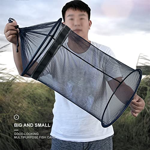 XIWALAI Portable Fishing Net with Small Mesh Bag Quick-Drying Fishing Trap Foldable Crayfish Carp Fishing Accessories Tool (Color : Small, Quantity : 1pc)
