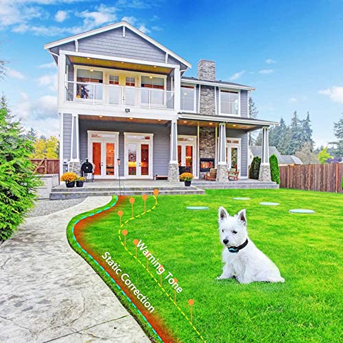 PcEoTllar Electric Fence for Dogs, Rechargeable Underground Dog Fence System, Pet Containment System, 1 Waterproof Collar Receivers, with 656Ft Underground/Aboveground Boundary Wire