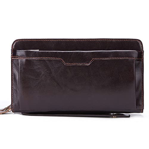 ZCMEB Men's Men's Wrist Handbag Double Zipper Wallet Wallet Mobile Phone Cash Card Holder