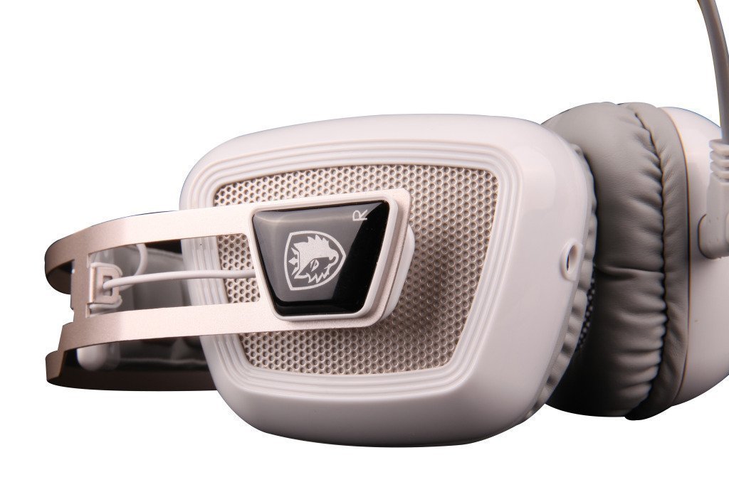 SADES A8S USB Gaming Headset 7.1 Channel Virtual Surround Stereo Wired PC Gaming Headset Over Ear Headphones with Mic Revolution Volume Control Noise Canceling LED Light (White)