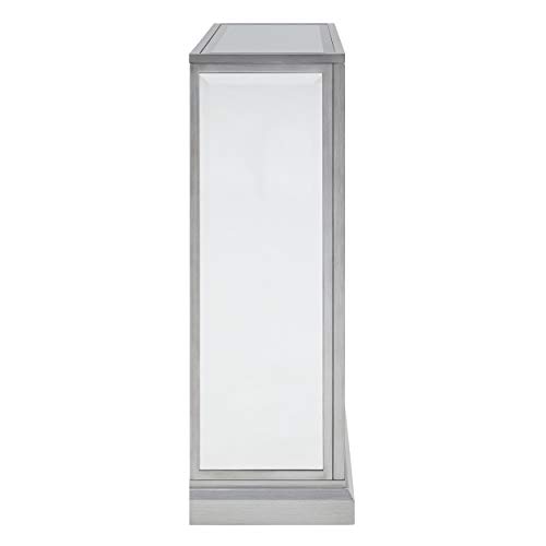 SEI Furniture Trandling Mirrored & Faux Marble Color Changing Electric Fireplace, Antique Silver-White Marble