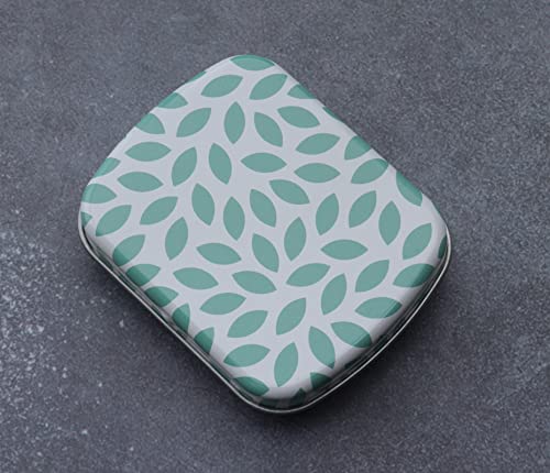 Ruwado 4 Pcs Small Storage Box Metal 6 x 5 x 1.5 cm Rectangle Empty Hinged Tins with Lid Organizers Containers for Earring Crafting Jewely Pills Home Hooks Small Items (Leaves)